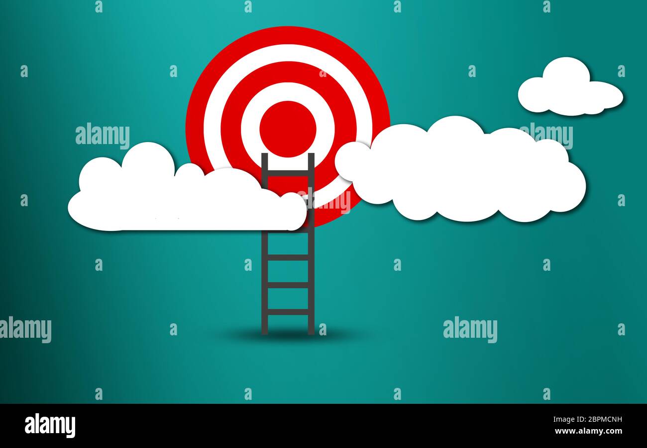 Ladder for goal in the sky, 3D rendering Stock Photo - Alamy