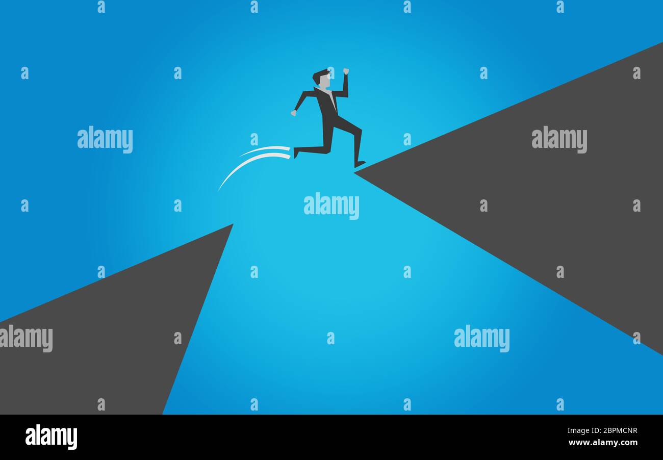 Make risk by jump over the cliff, 3D rendering Stock Photo - Alamy
