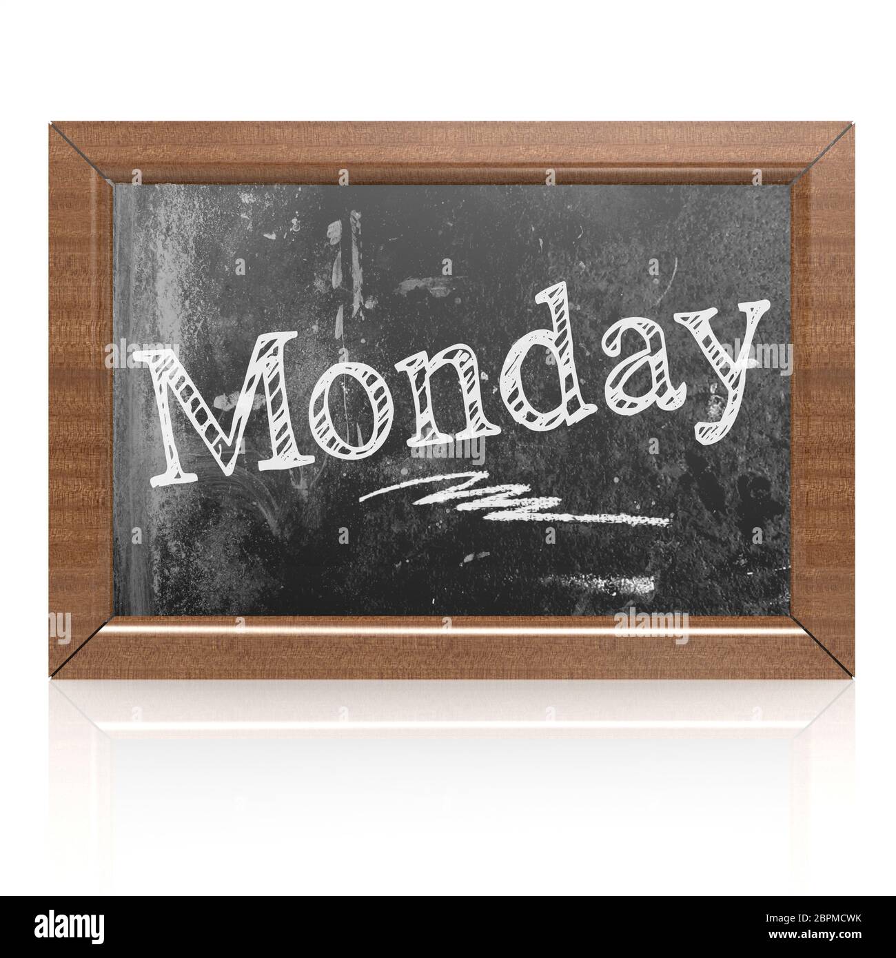 Monday text written on blackboard, 3D rendering Stock Photo - Alamy