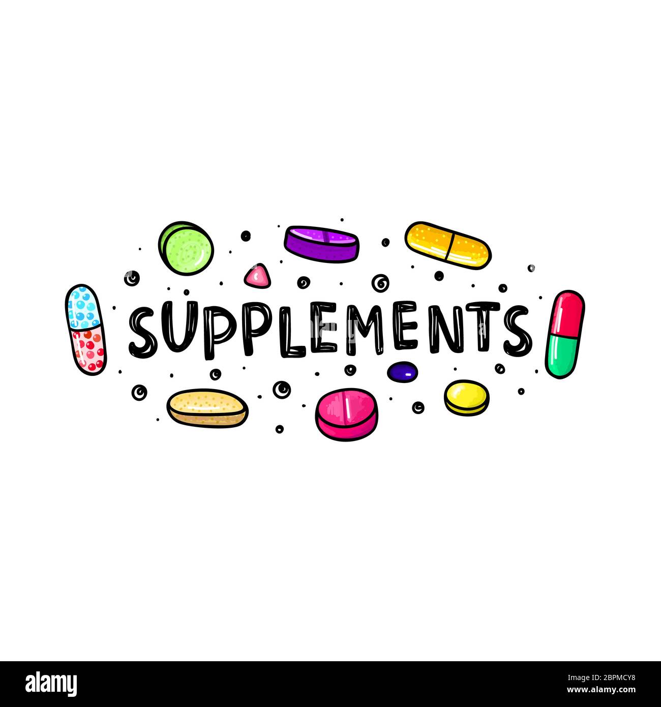 Lot of colorful pills and capsules. Dietary supplements. Healthy ...