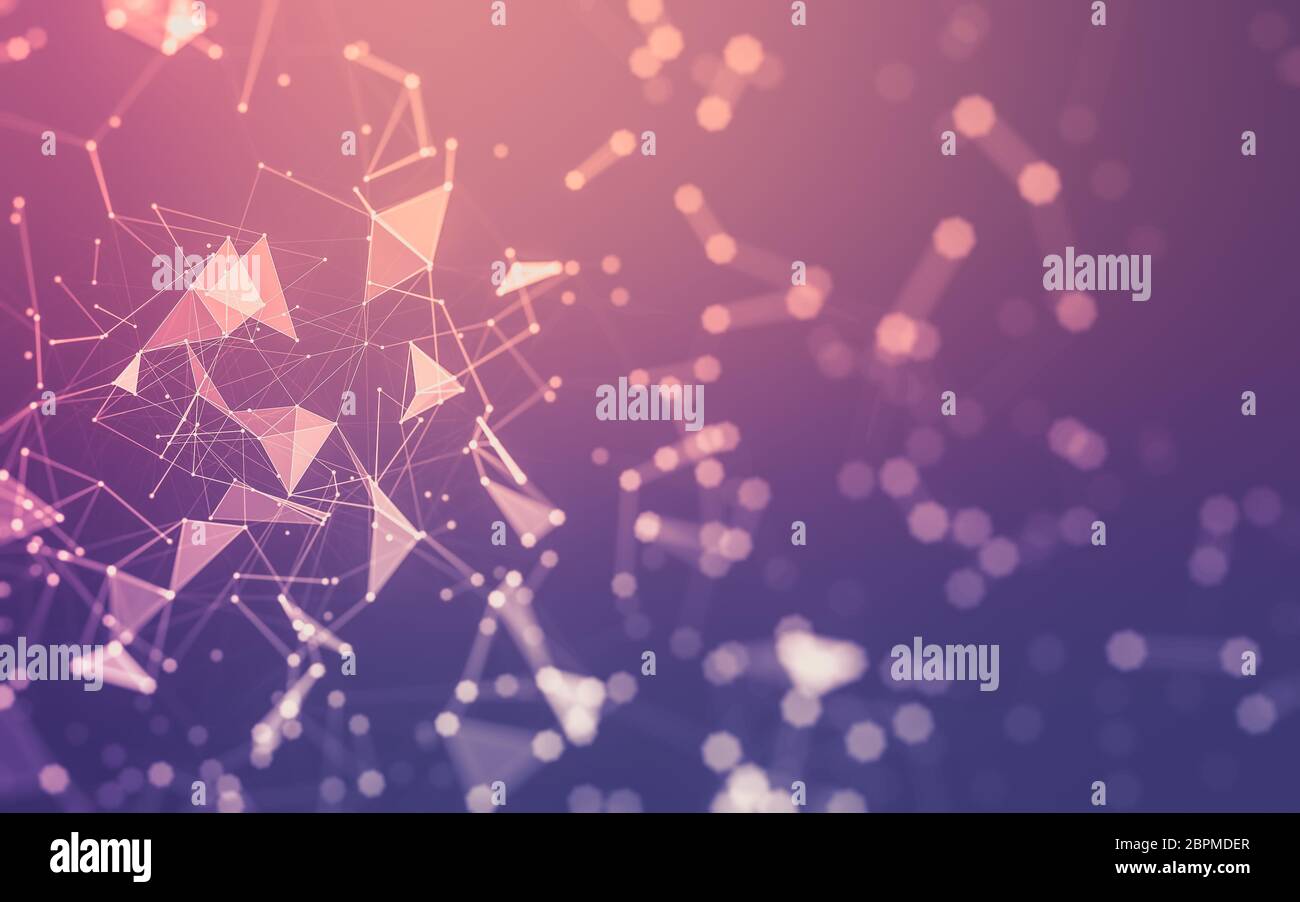 Abstract polygonal space low poly dark background with connecting dots ...