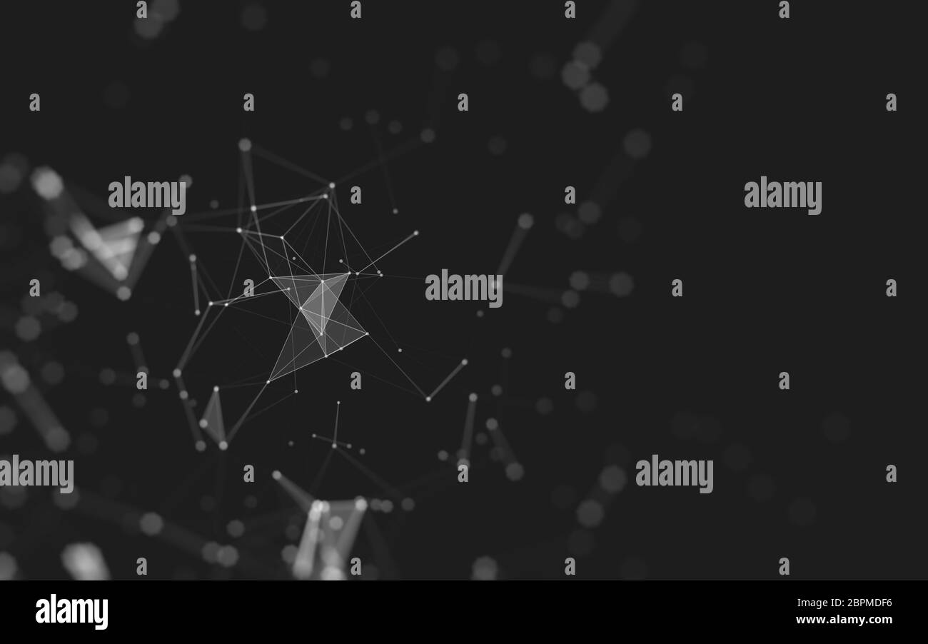 Abstract polygonal space low poly dark background with connecting dots and lines. Connection ...