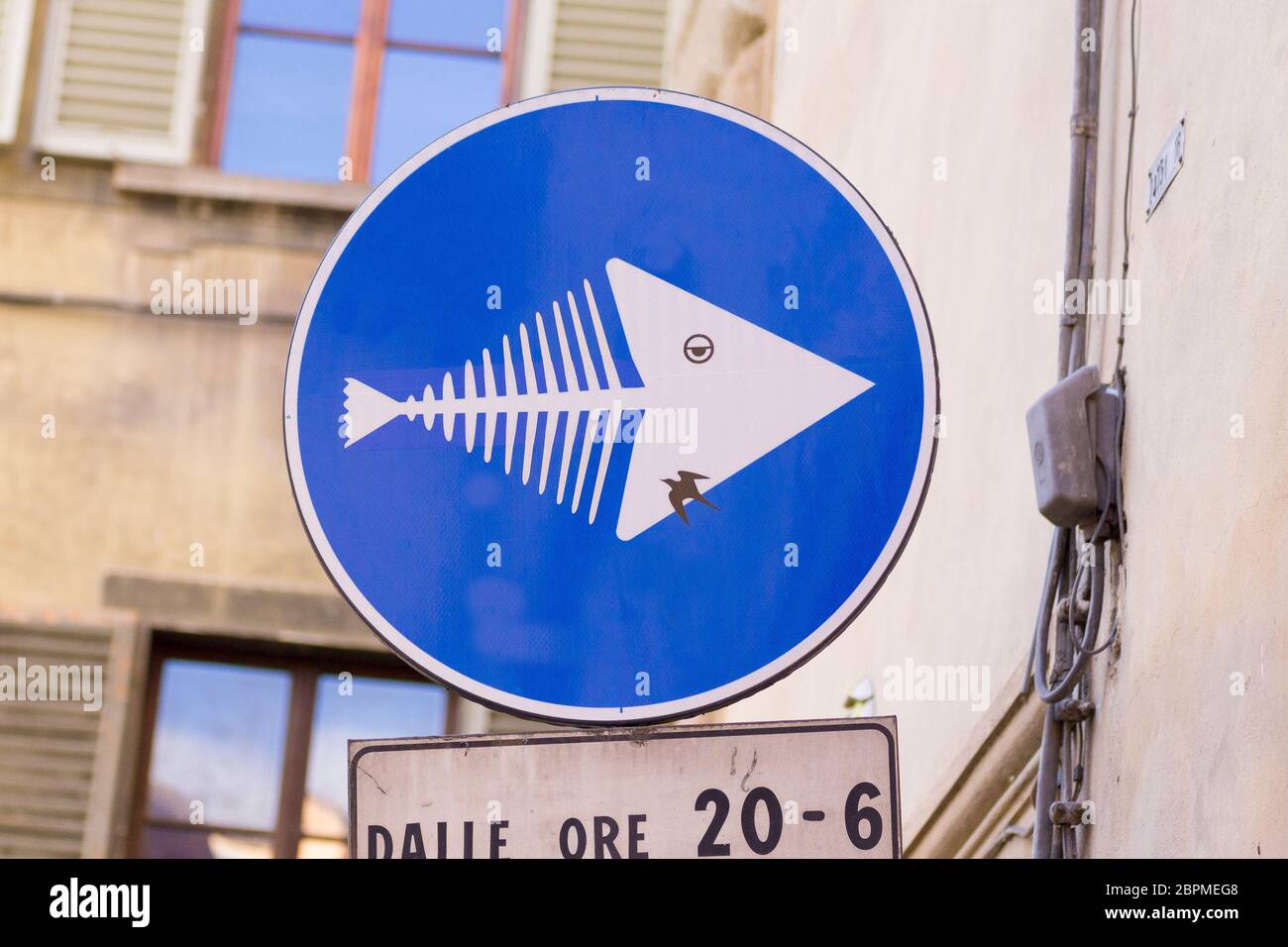 Road sign that looks like a fish, street art, metropolitan art Stock ...