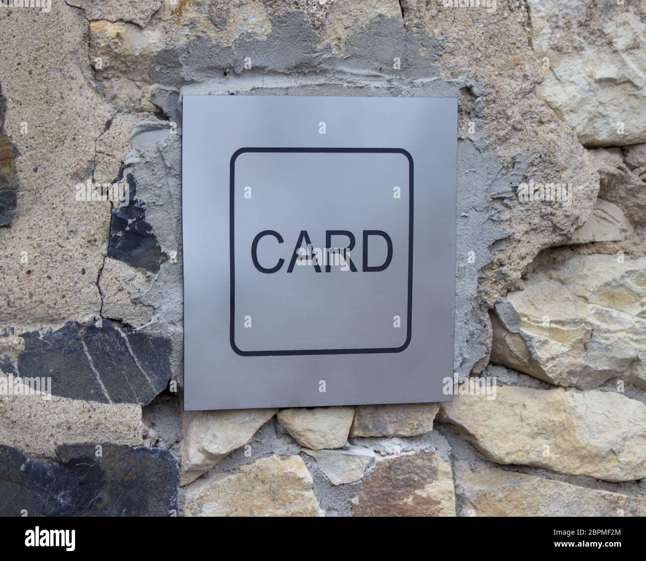 Sensor of an electronic card on a stone wall attached to concrete Stock ...