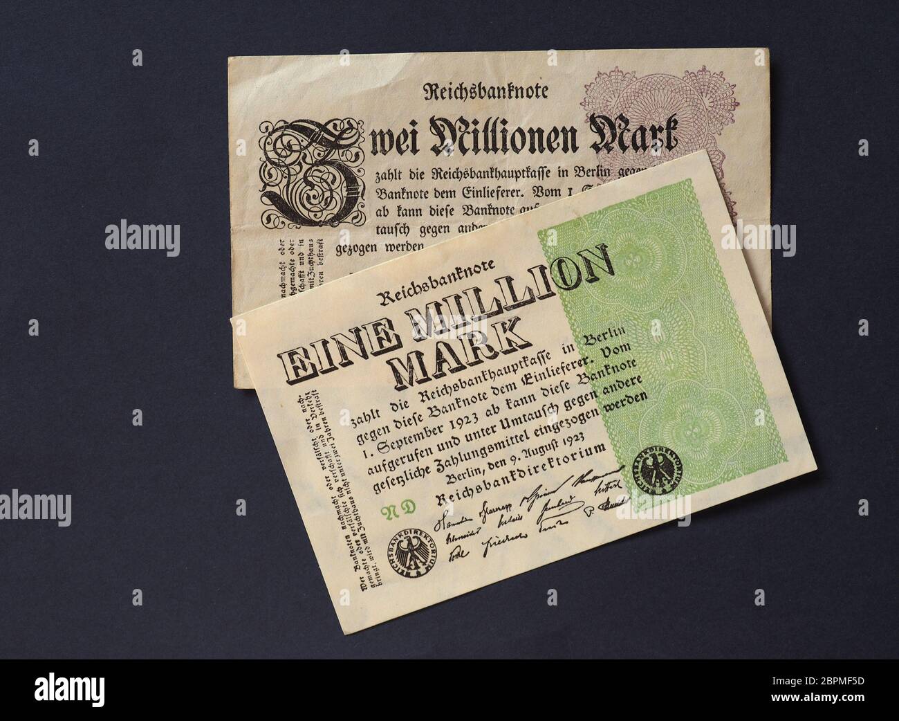 Eine und Zwei Million Mark (meaning One and Two Million Mark) year 1923 ...