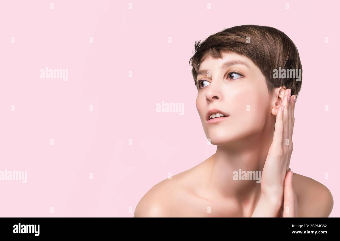 Beautiful Woman Female Face Close Up Portrait Of Young Caucasian