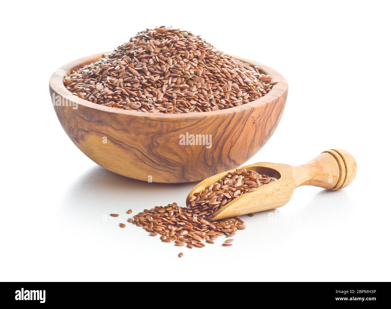 Flax seeds, linen seeds or linseeds in scoop isolated on white background Stock Photo - Alamy