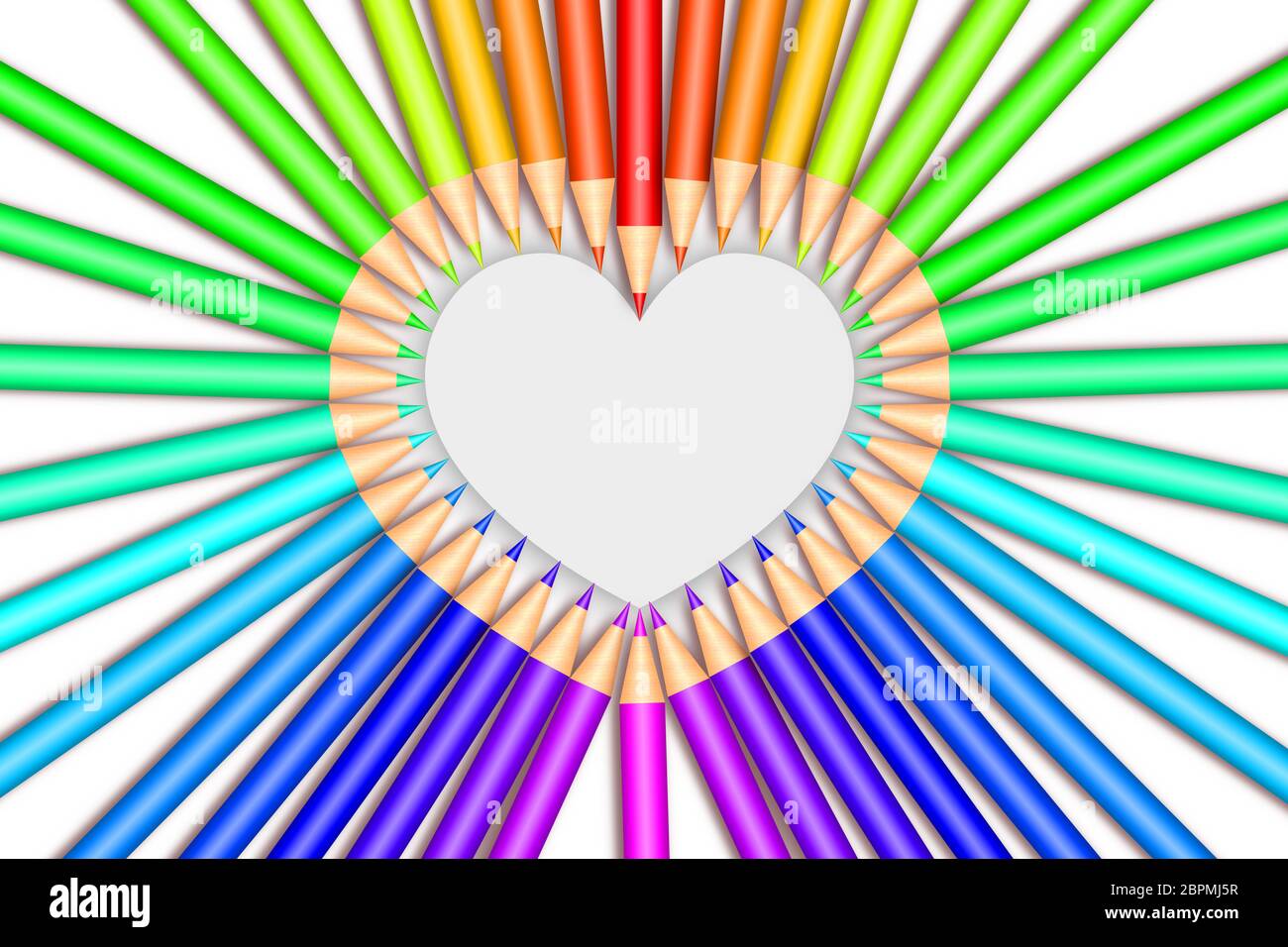 Colorful pencils and heart shape Stock Photo - Alamy
