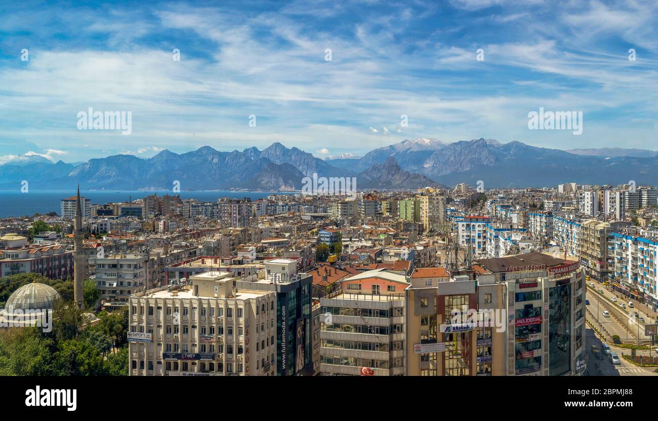 Antalya city view with mountain and cloudy skies Stock Photo - Alamy