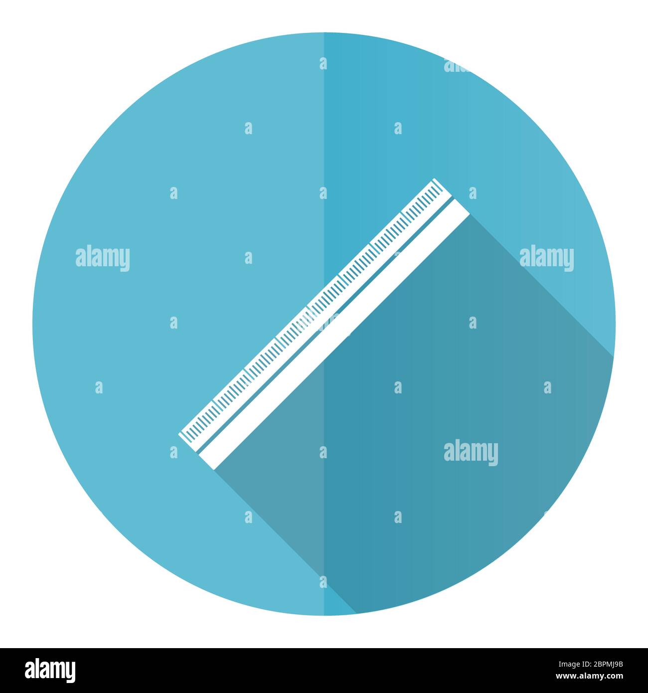 Ruler blue round flat design vector icon isolated on white background ...
