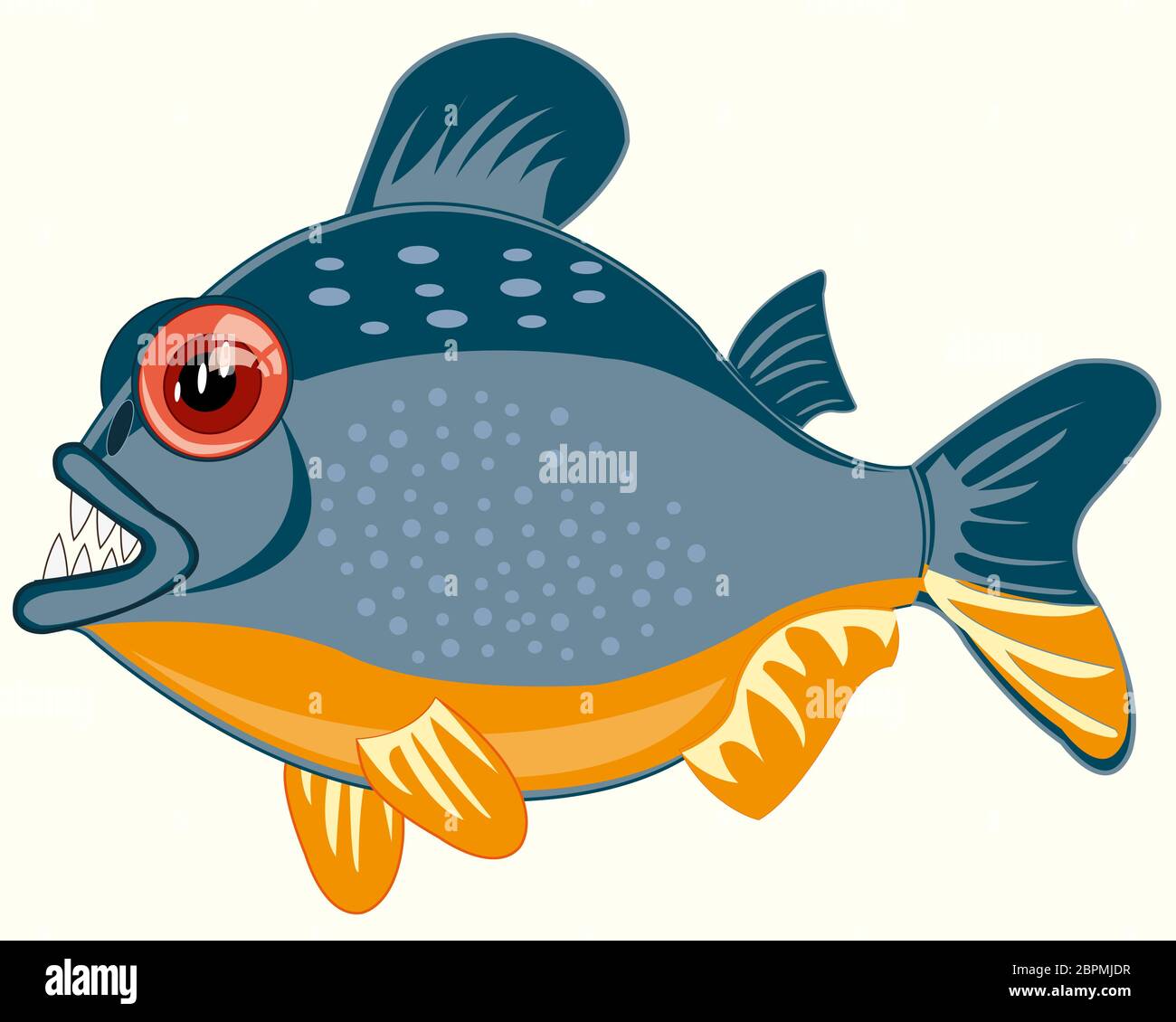 Vector illustration of the cartoon of ravenous fish piranhas Stock ...