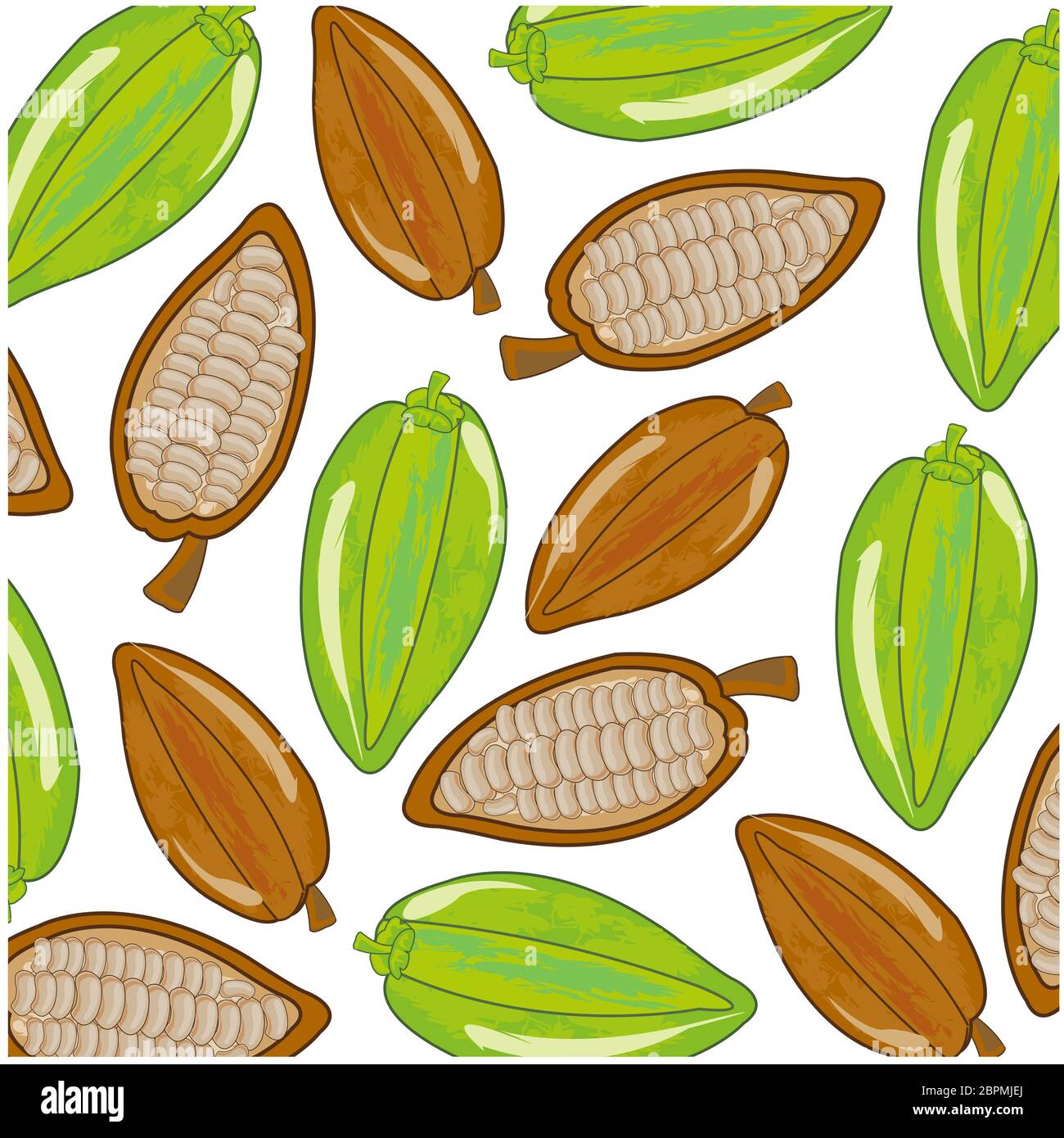 Vector illustration of the decorative pattern from fruit cacao ripe and ...