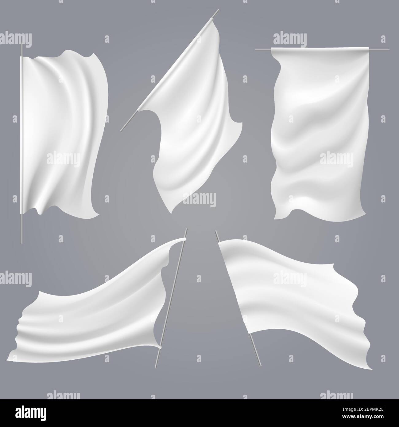 Realistic white flag mockups Stock Vector Image & Art - Alamy