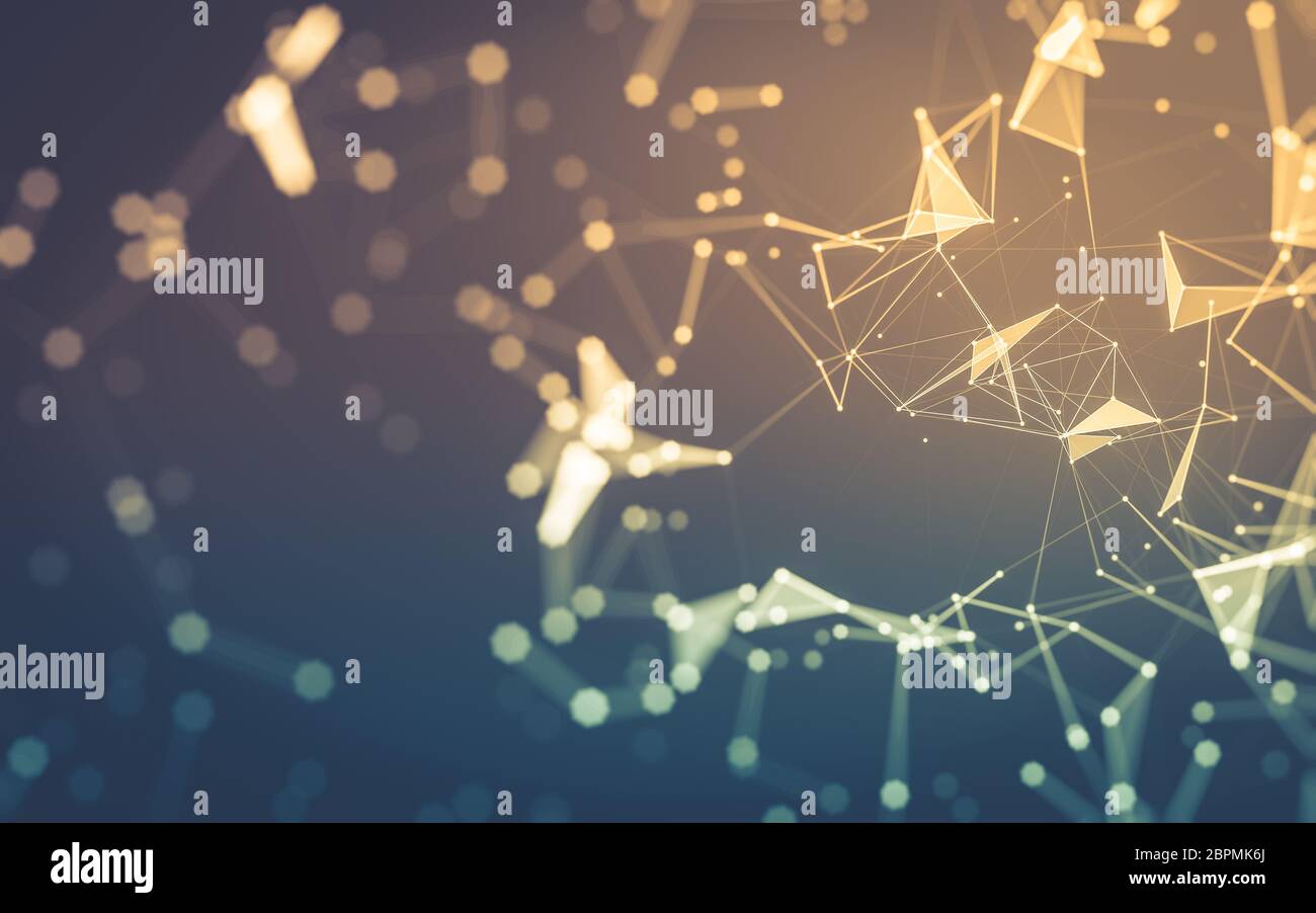 Abstract polygonal space low poly dark background with connecting dots ...