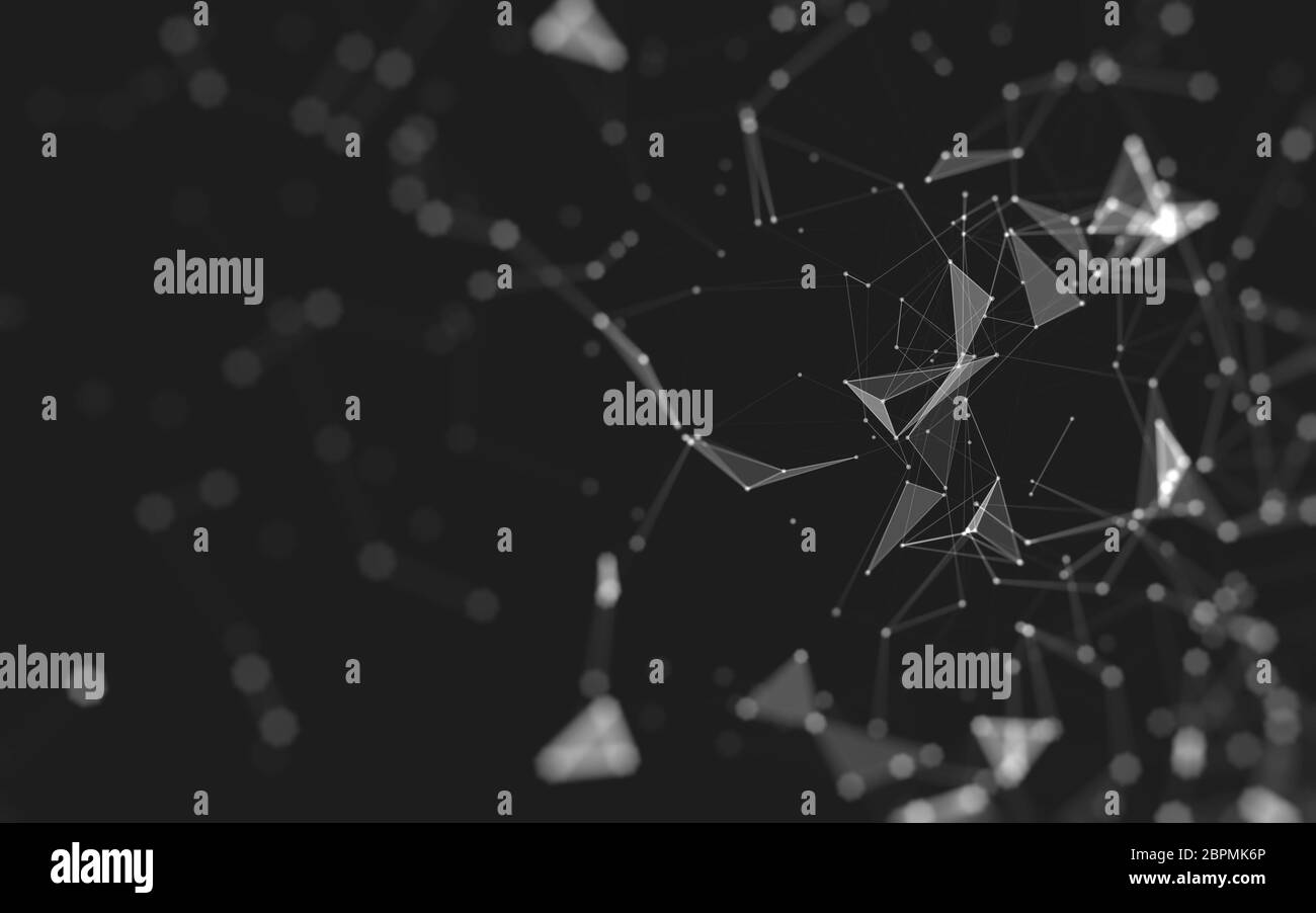 Abstract polygonal space low poly dark background with connecting dots and lines. Connection ...