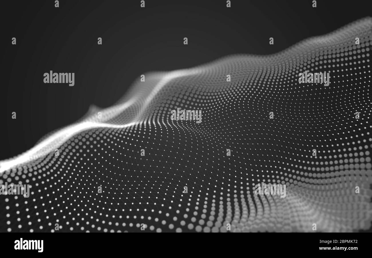 Abstract Polygonal Space Low Poly Dark Background With Connecting Dots