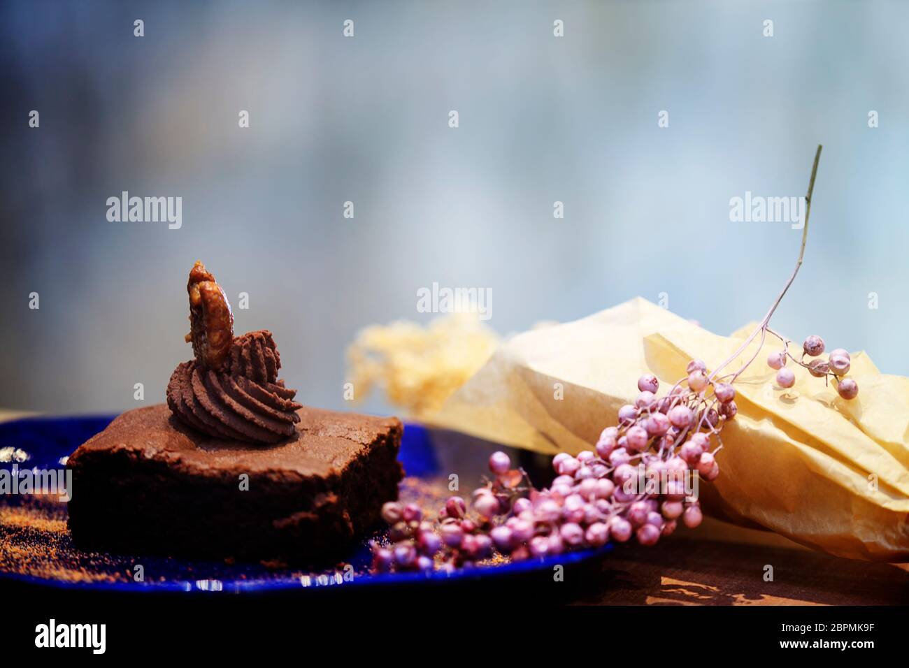 The Freshly baked yellow homemade cake with nice background color Stock ...