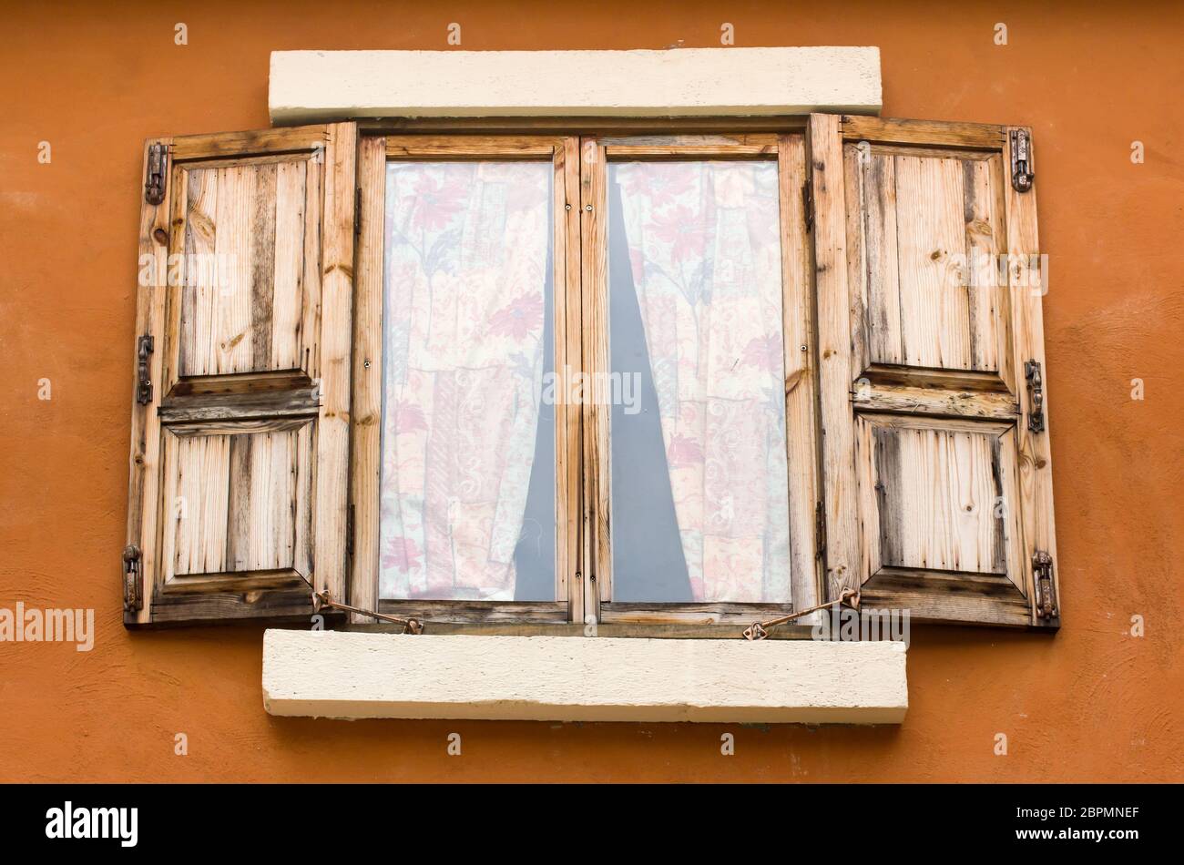 Closed windows covered with glass of old building Stock Photo - Alamy