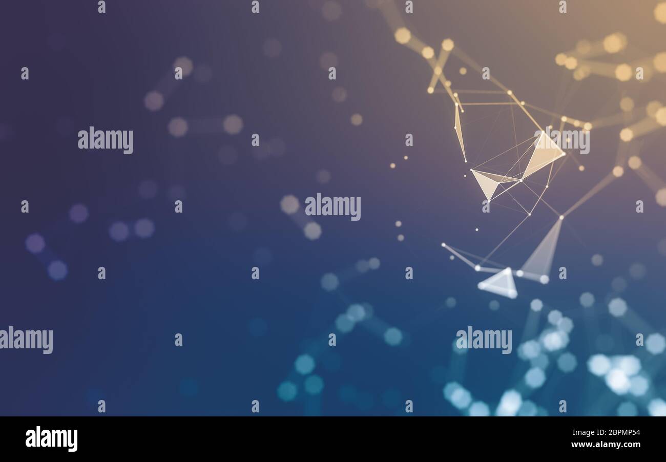 Abstract polygonal space low poly dark background with connecting dots and lines. Connection ...