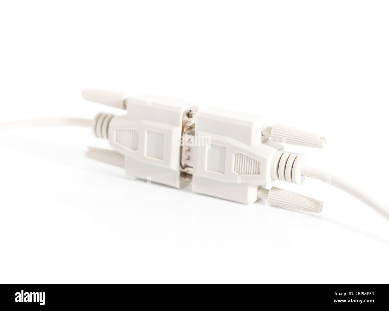 VGA input cable connector with white cord on white background Stock ...