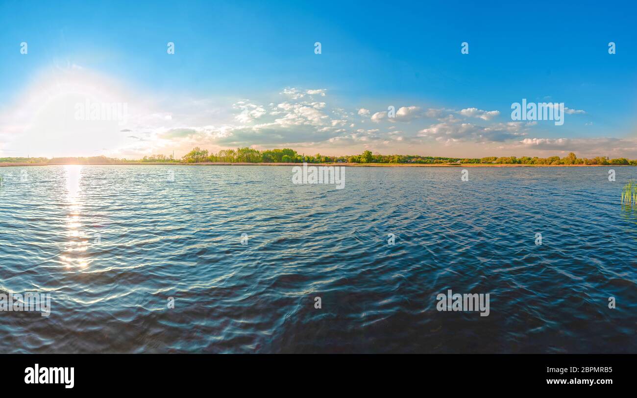 Panoramic view of the Kamenka river in the Zhytomyr region of Ukraine ...