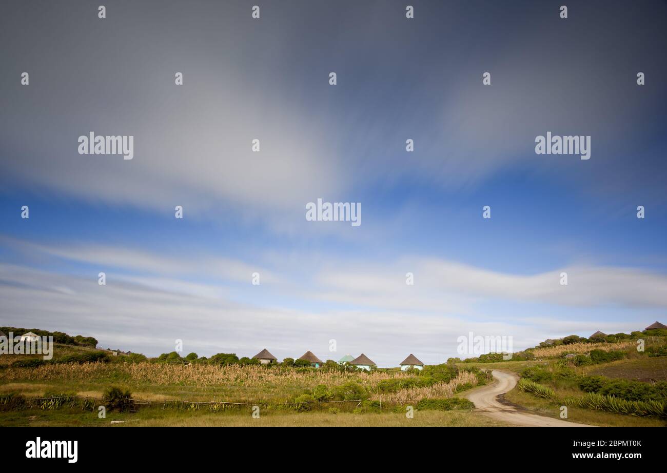 rural african landscape with huts and settlements, transkei, eastern ...