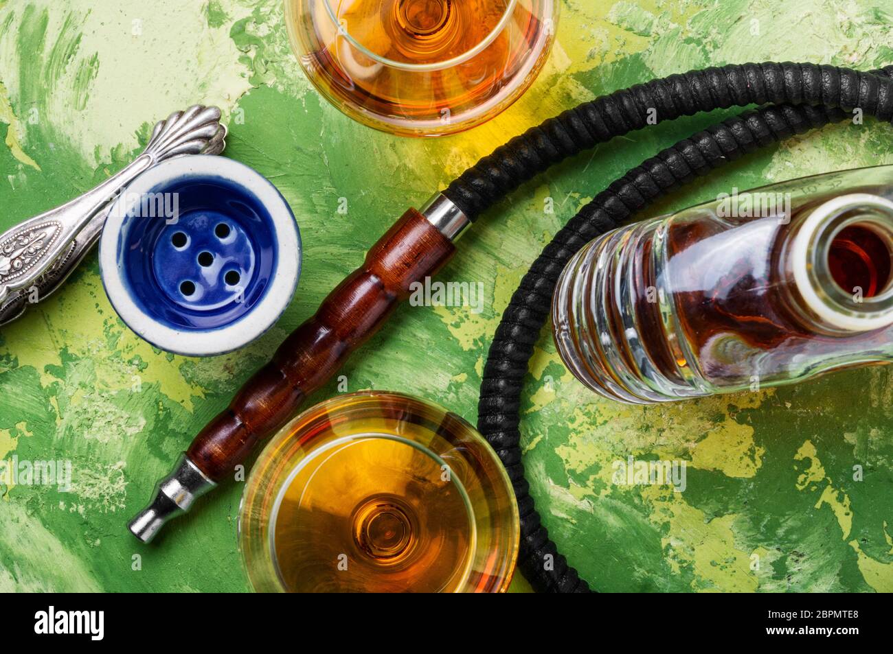 East hookah with a taste of alcohol. Hookah and brandy.Shisha hookah ...