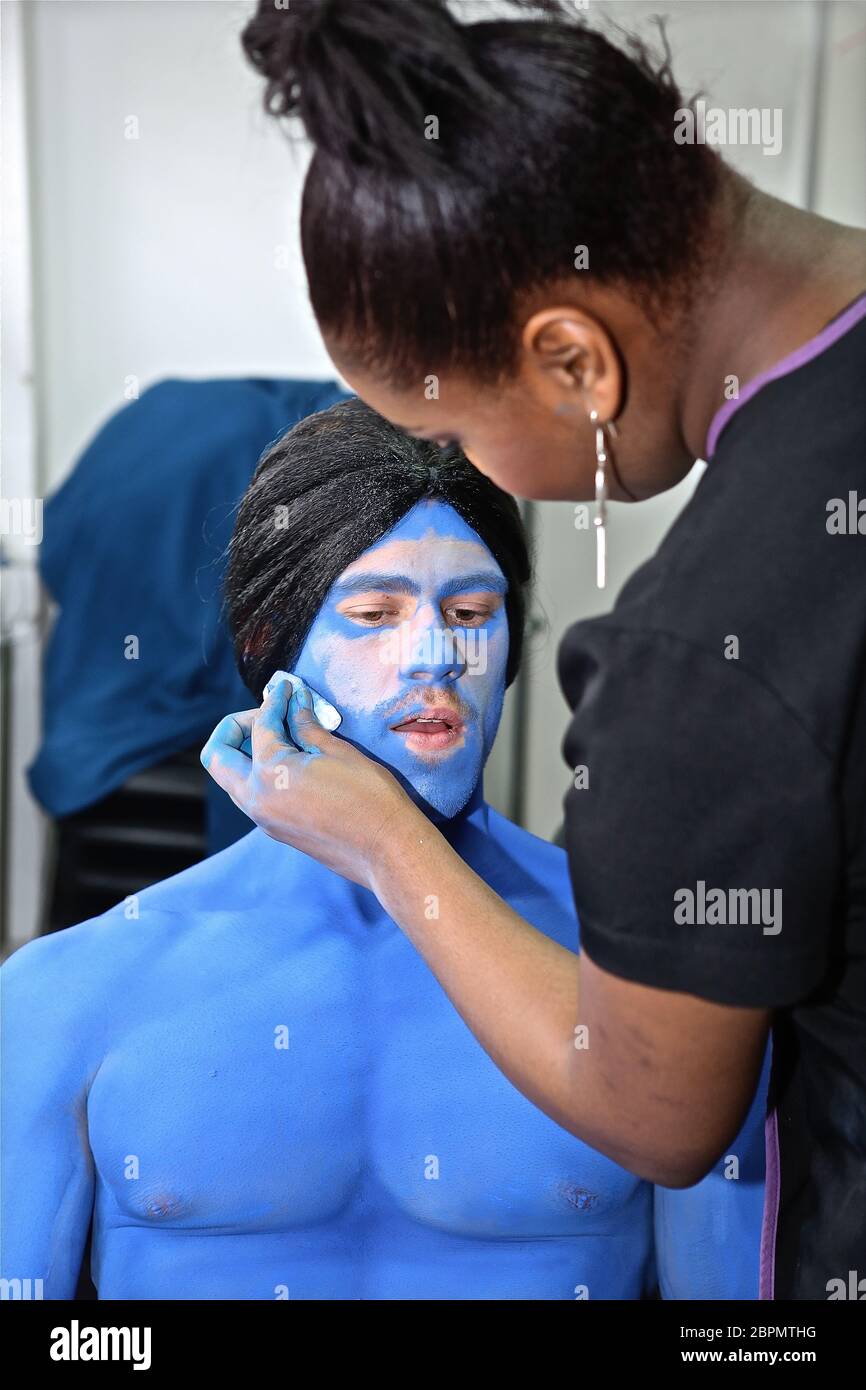 Make up and Body painting to create the Avatar characters at Kings ...