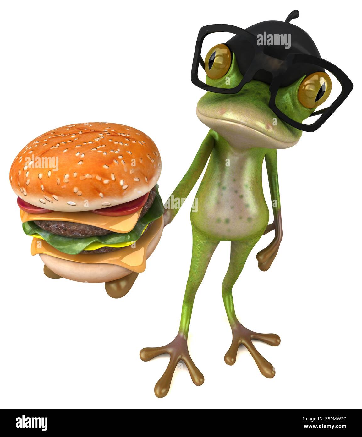 Fun french frog - 3D Illustration Stock Photo - Alamy