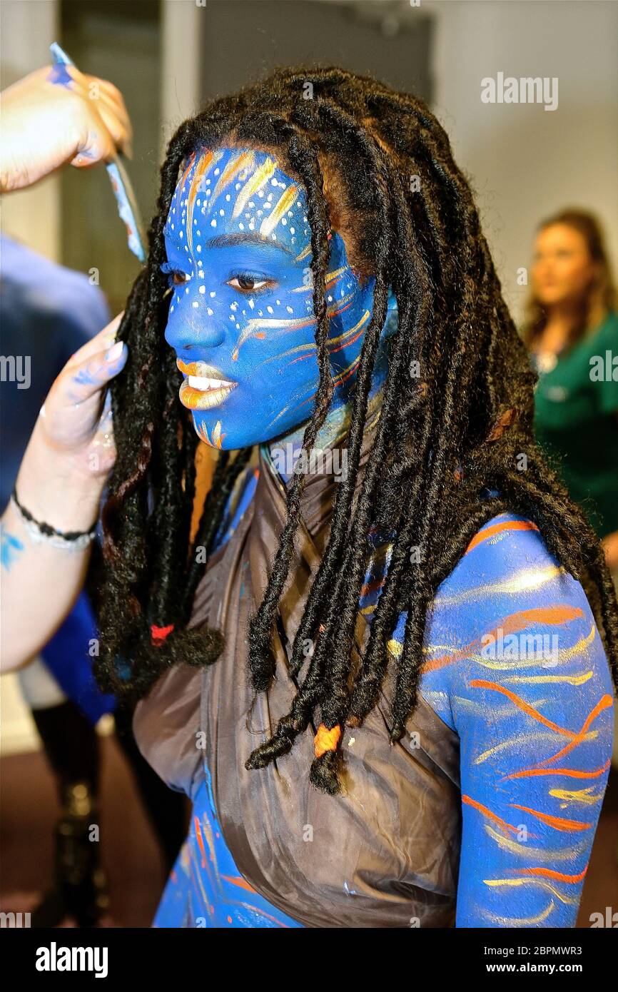 Make up and Body painting to create the Avatar characters at Kings ...