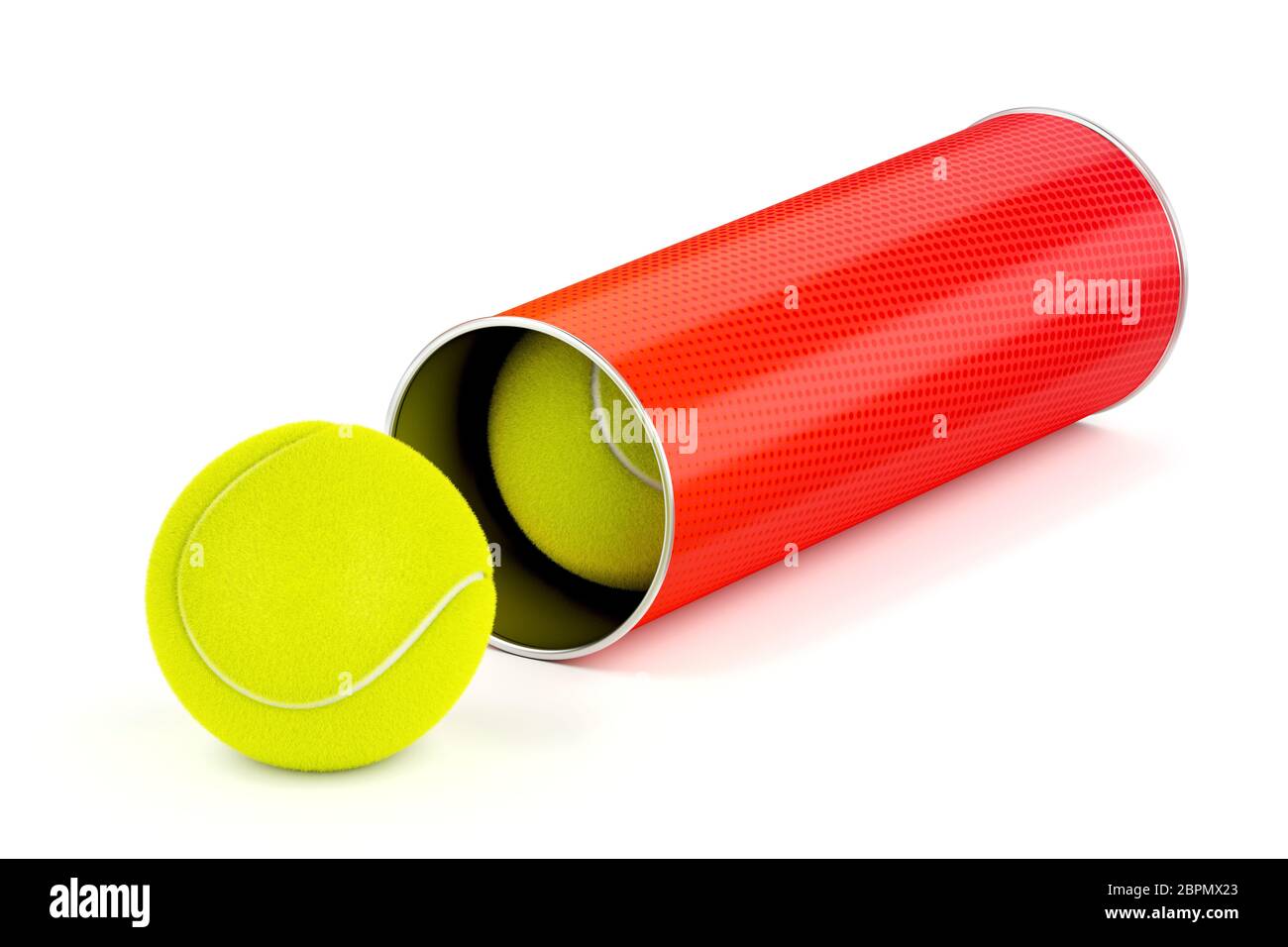 Can with new tennis balls on white background Stock Photo - Alamy