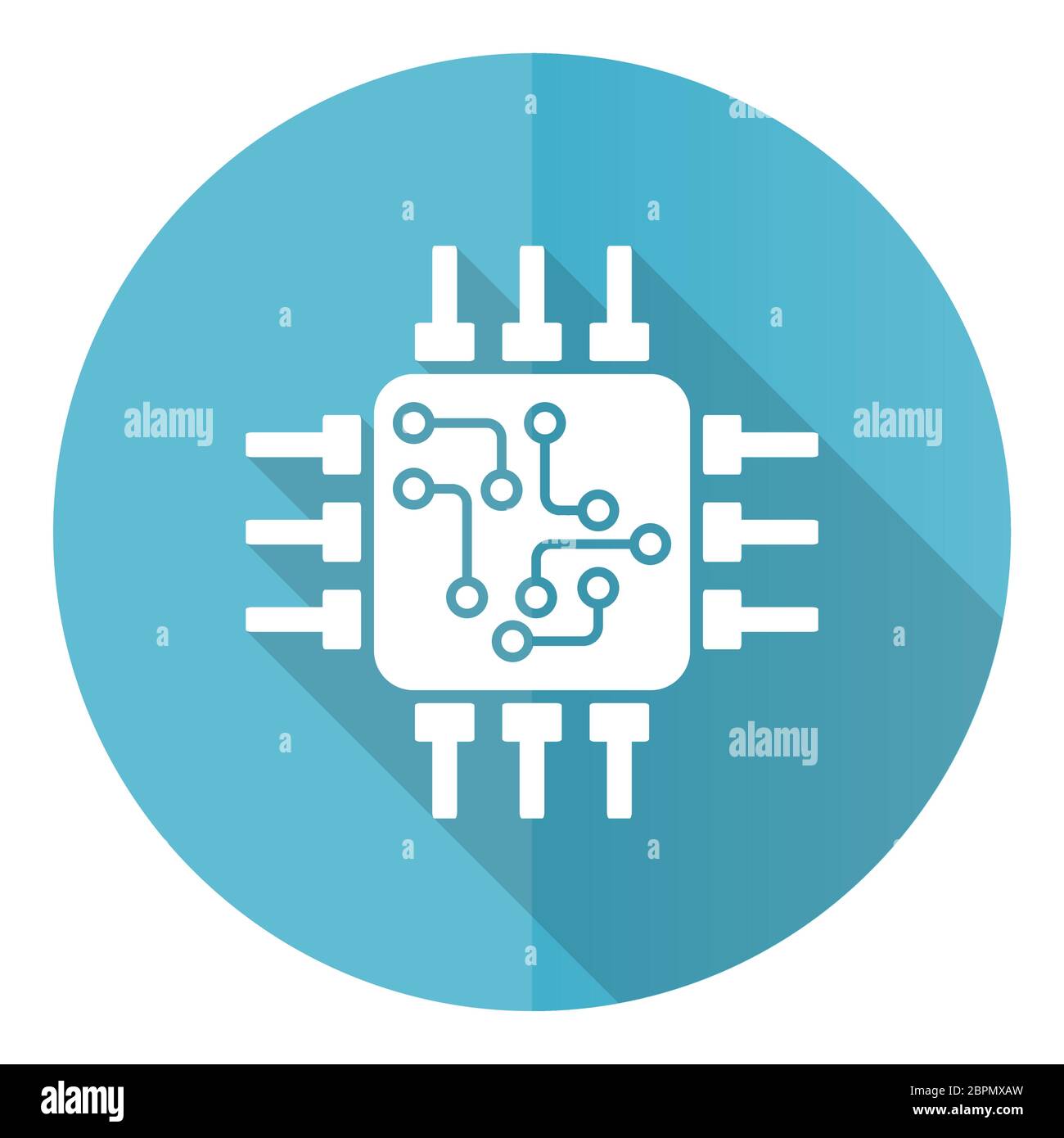 Circuit blue round flat design vector icon isolated on white background ...