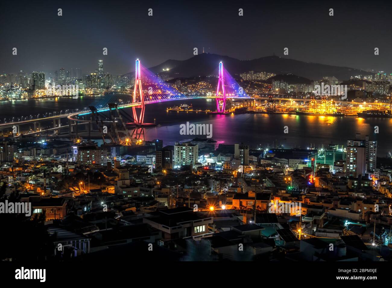 Busan harbor bridge is one of famous bridges in south korea. Connecting ...