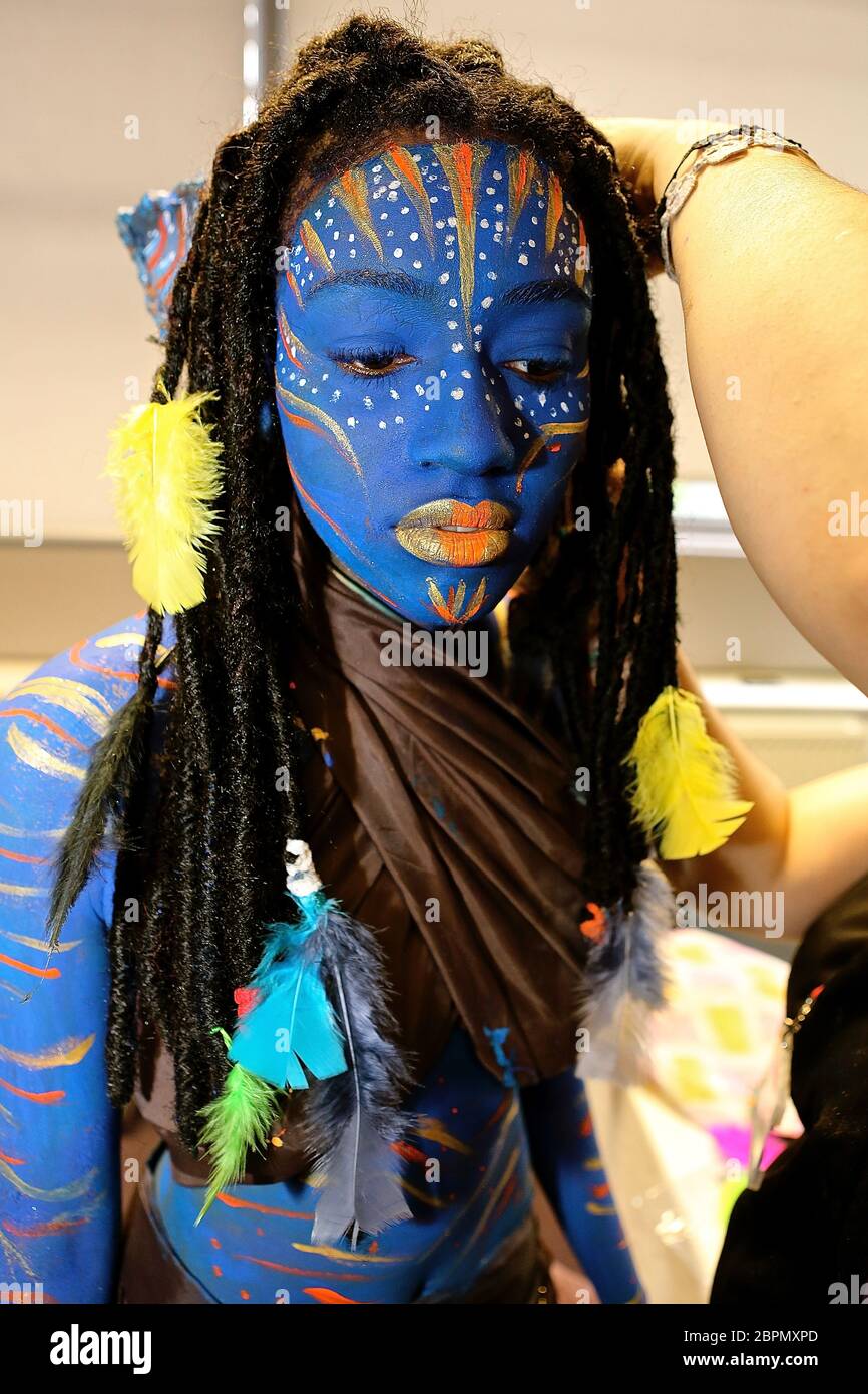Make up and Body painting to create the Avatar characters at Kings ...