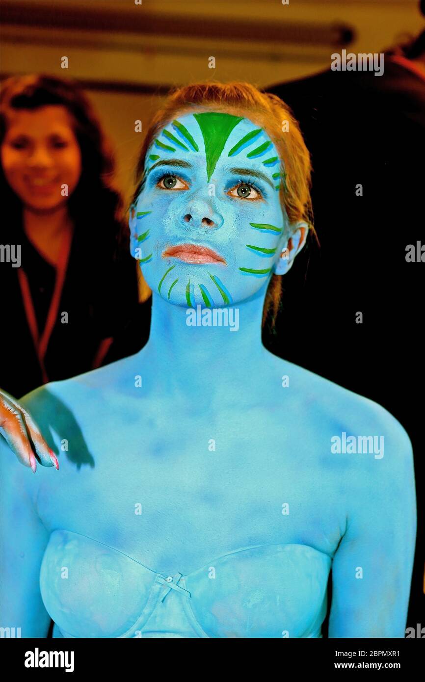 Make up and Body painting to create the Avatar characters at Kings ...