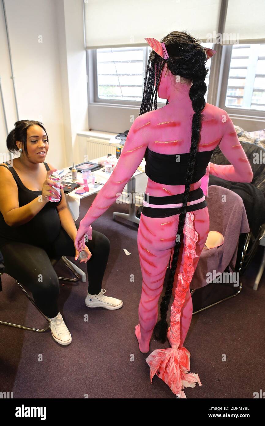 Make up and Body painting to create the Avatar characters at Kings ...