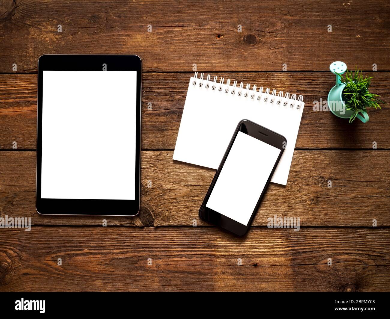 Top view of workplace in the office on the table Stock Photo - Alamy