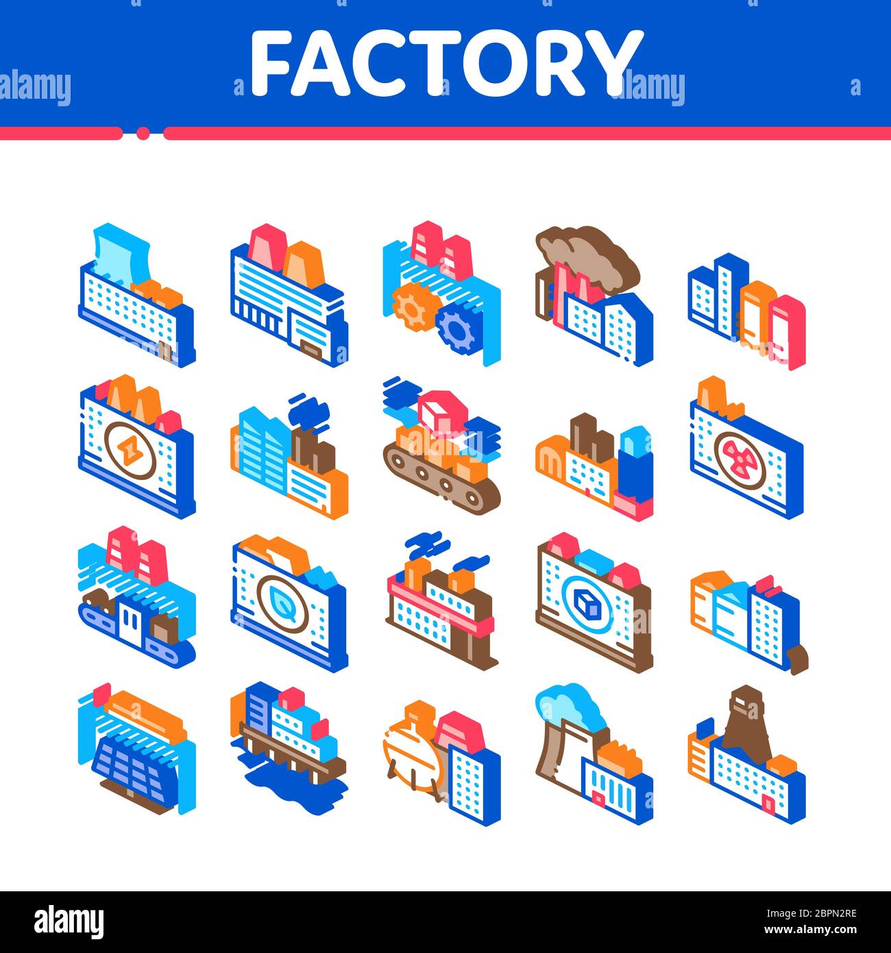 Factory Industrial Isometric Icons Set Vector Stock Vector Image & Art ...