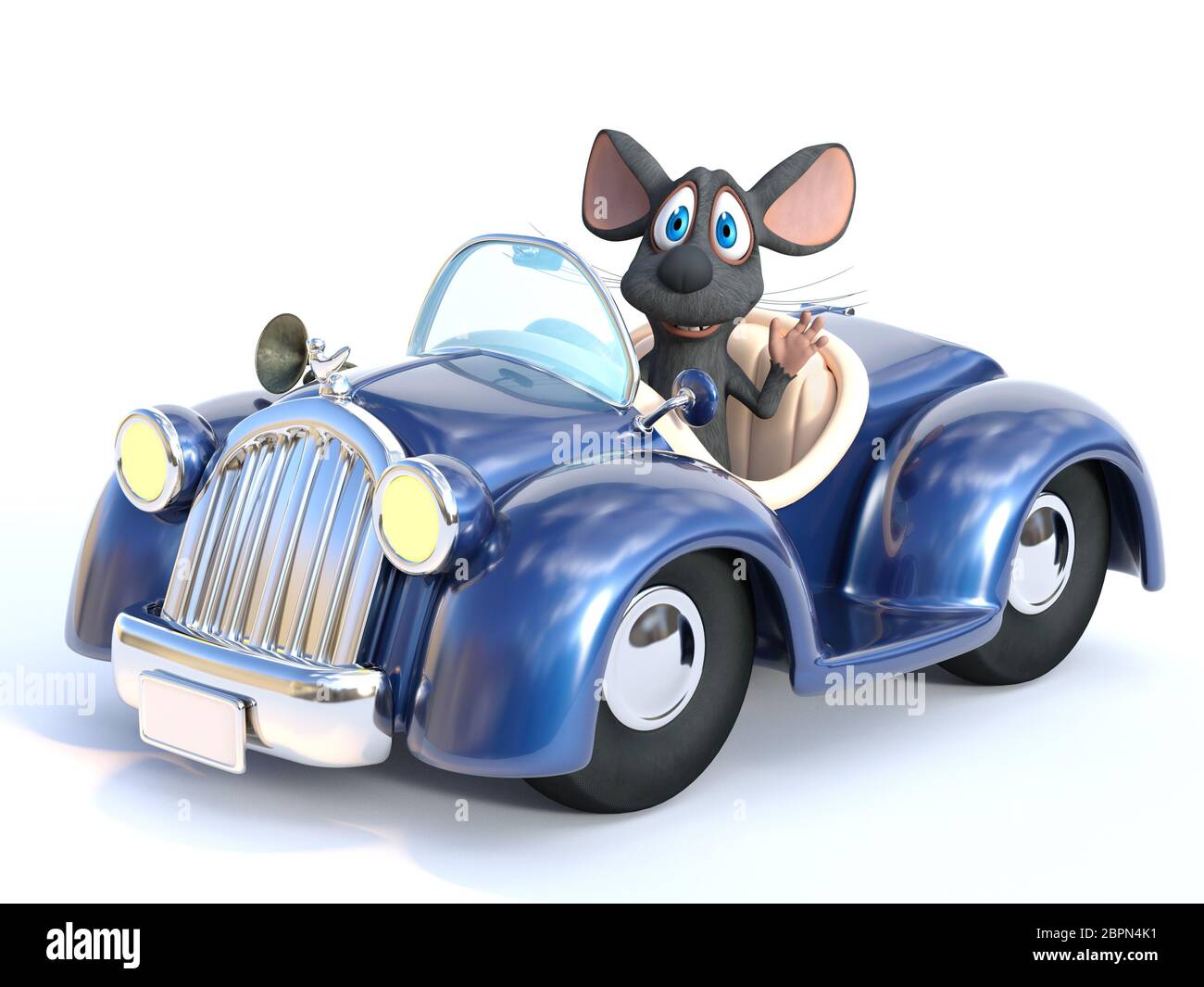 3D rendering of a cute smiling cartoon mouse waving his hand while ...
