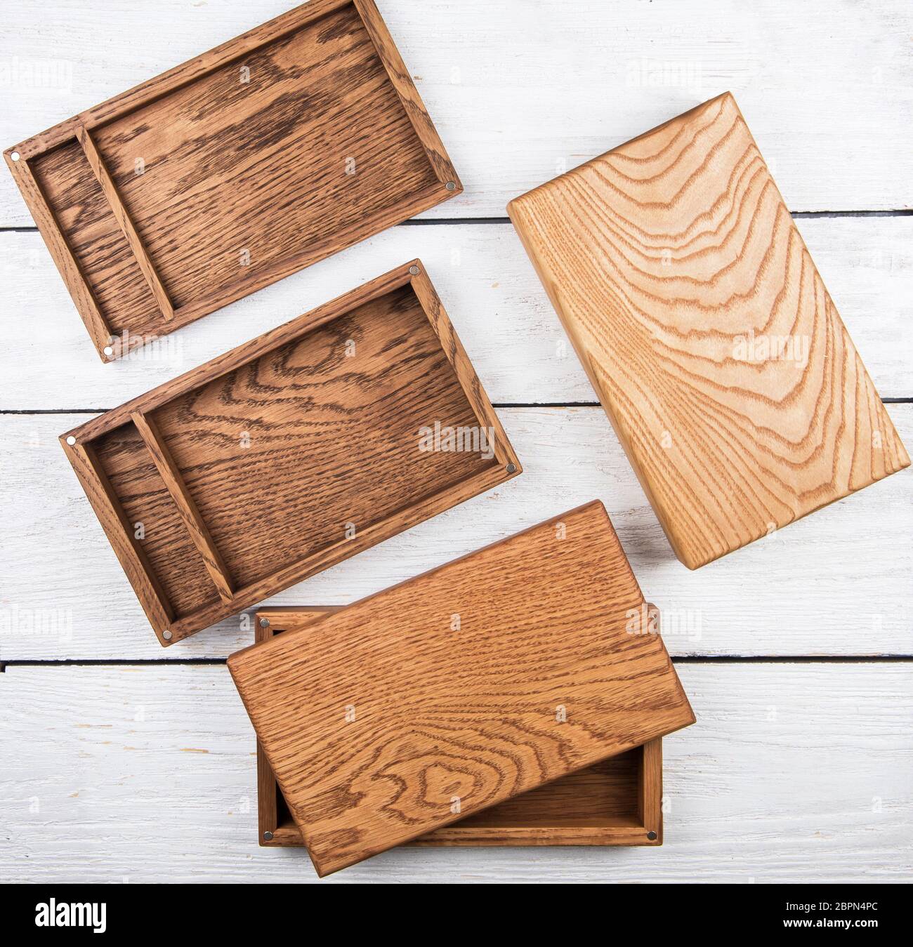 Wooden photo box for photo storage on wooden white background Stock ...