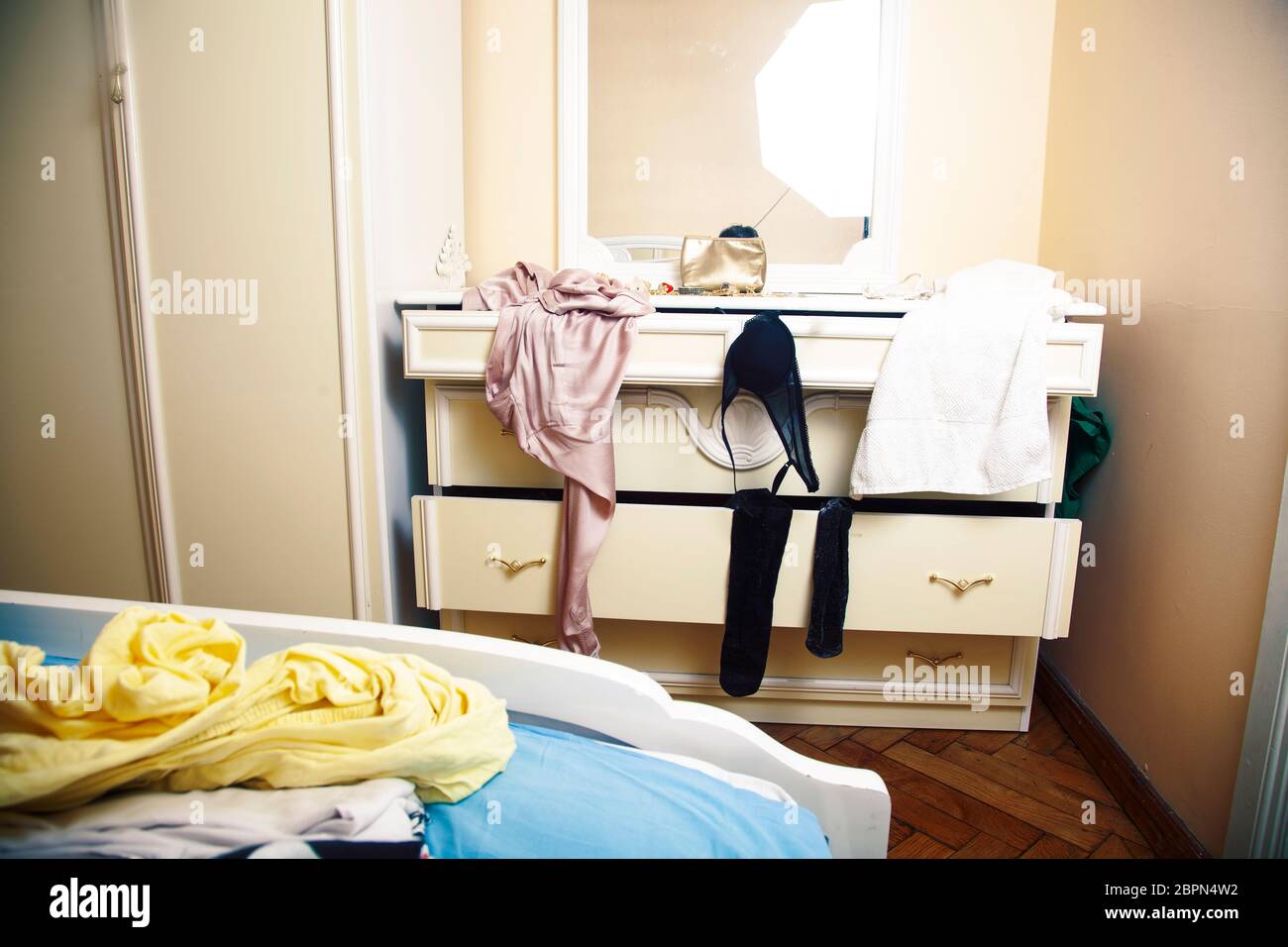 fashion style clothers disorganazed, mess in wardrobe concept Stock ...