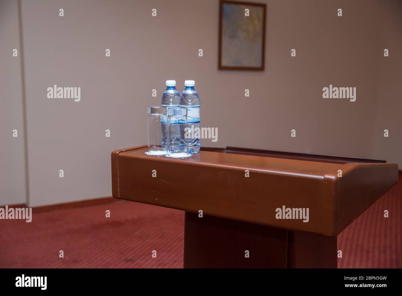 Seminar Podium . Wooden podium tribune stand rostrum . Wooden speech ...