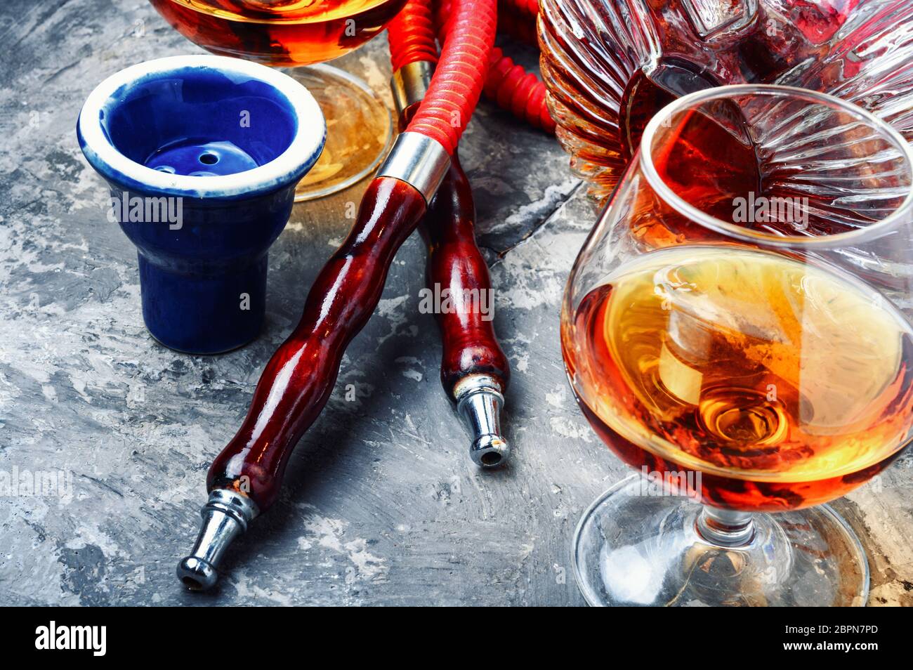 East hookah with a taste of alcohol. Hookah and brandy.Shisha hookah ...