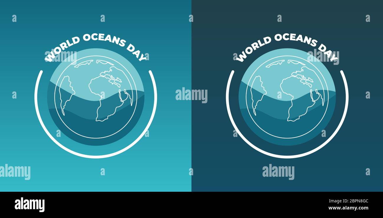 World Oceans Day Card Vector Illustration Background For World Oceans
