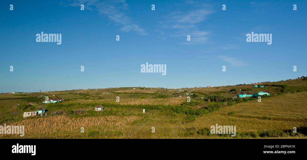 rural african landscape with huts and settlements, transkei, eastern ...