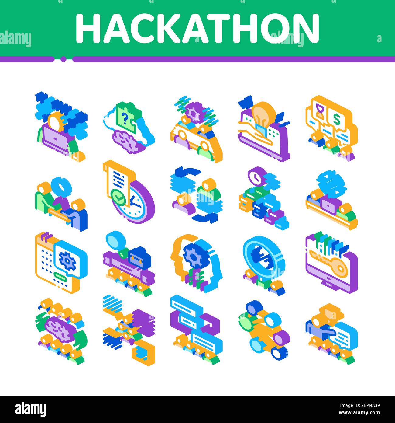 Hackathon Development Isometric Icons Set Vector Stock Vector Image & Art - Alamy