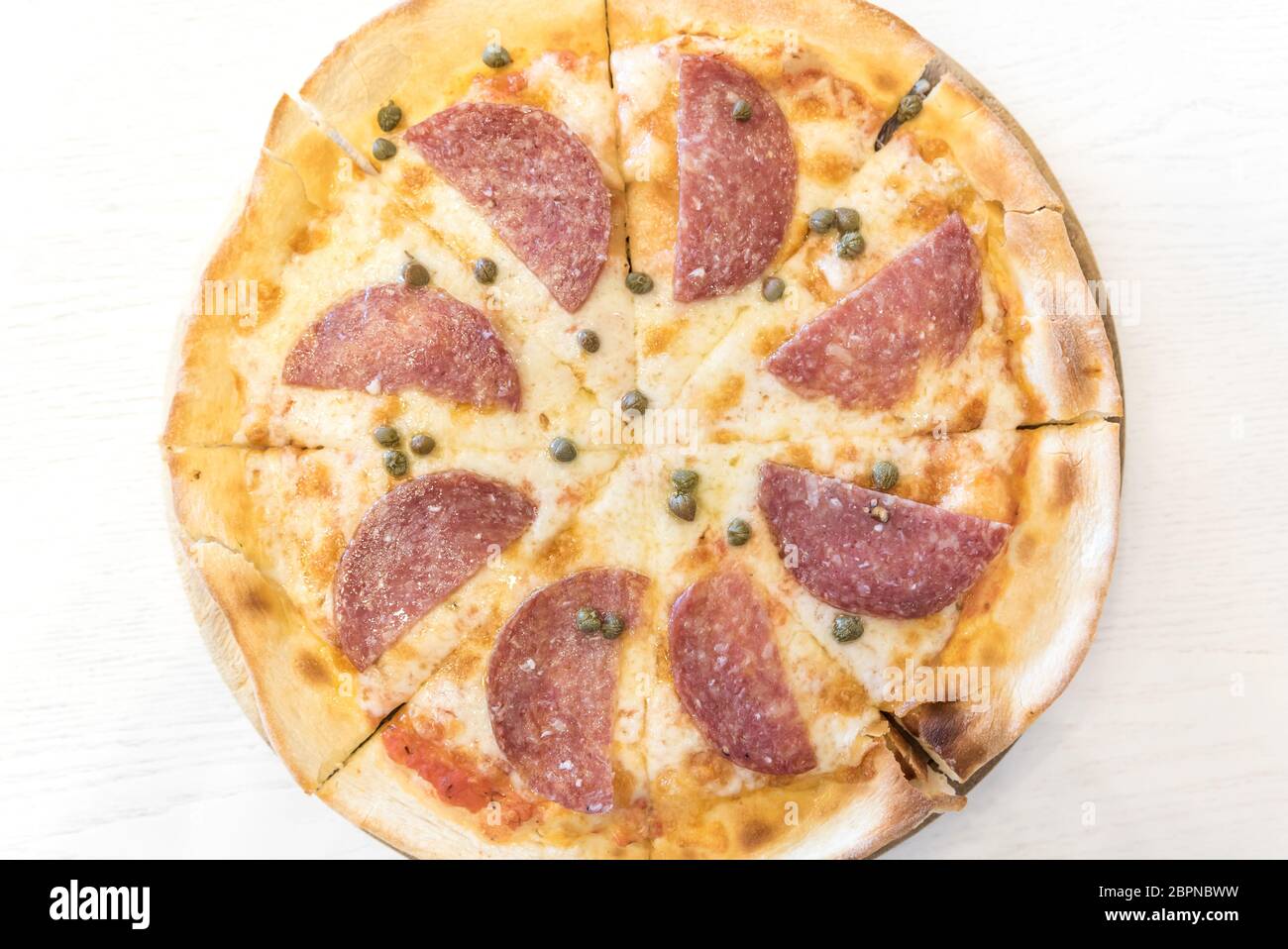 Italian Pepperoni pizza with salami Italian traditional food. Popular ...