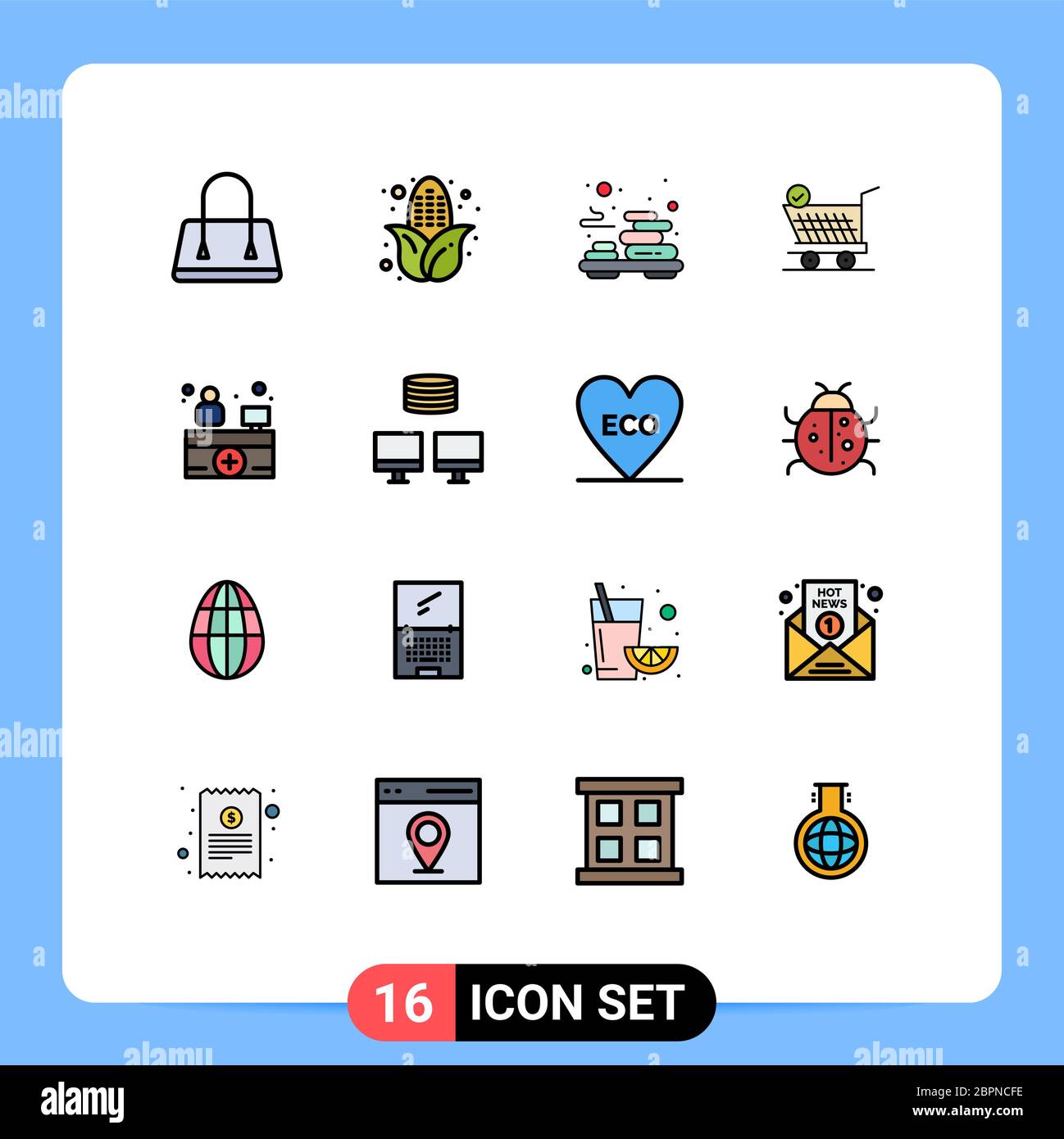 Set of 16 Modern UI Icons Symbols Signs for backup, hospital ...