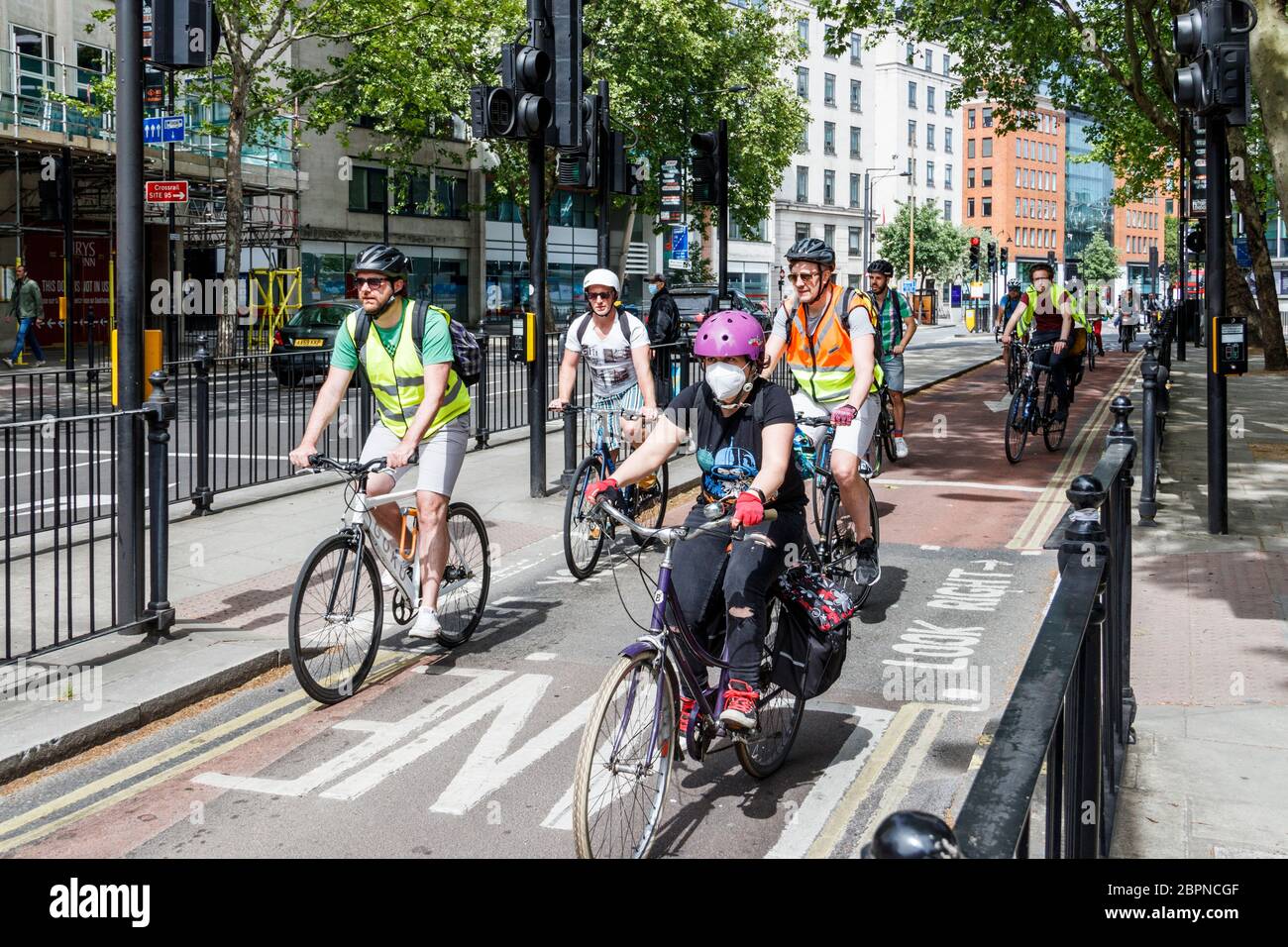 Cyclists taking advantage in Theobalds Road, London WC1, UK Stock Photo ...