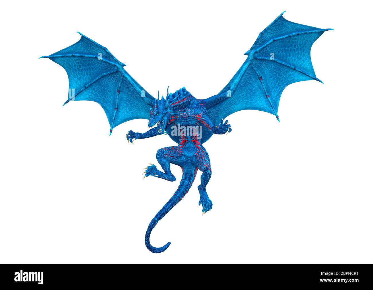 3D rendering of a blue fantasy dragon isolated on white background ...